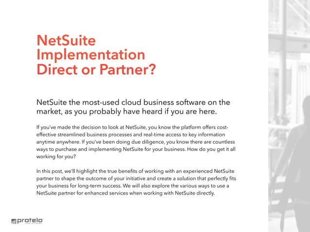 NETSUITE IMPLEMENTATION: DIRECT OR PARTNER? | PDF