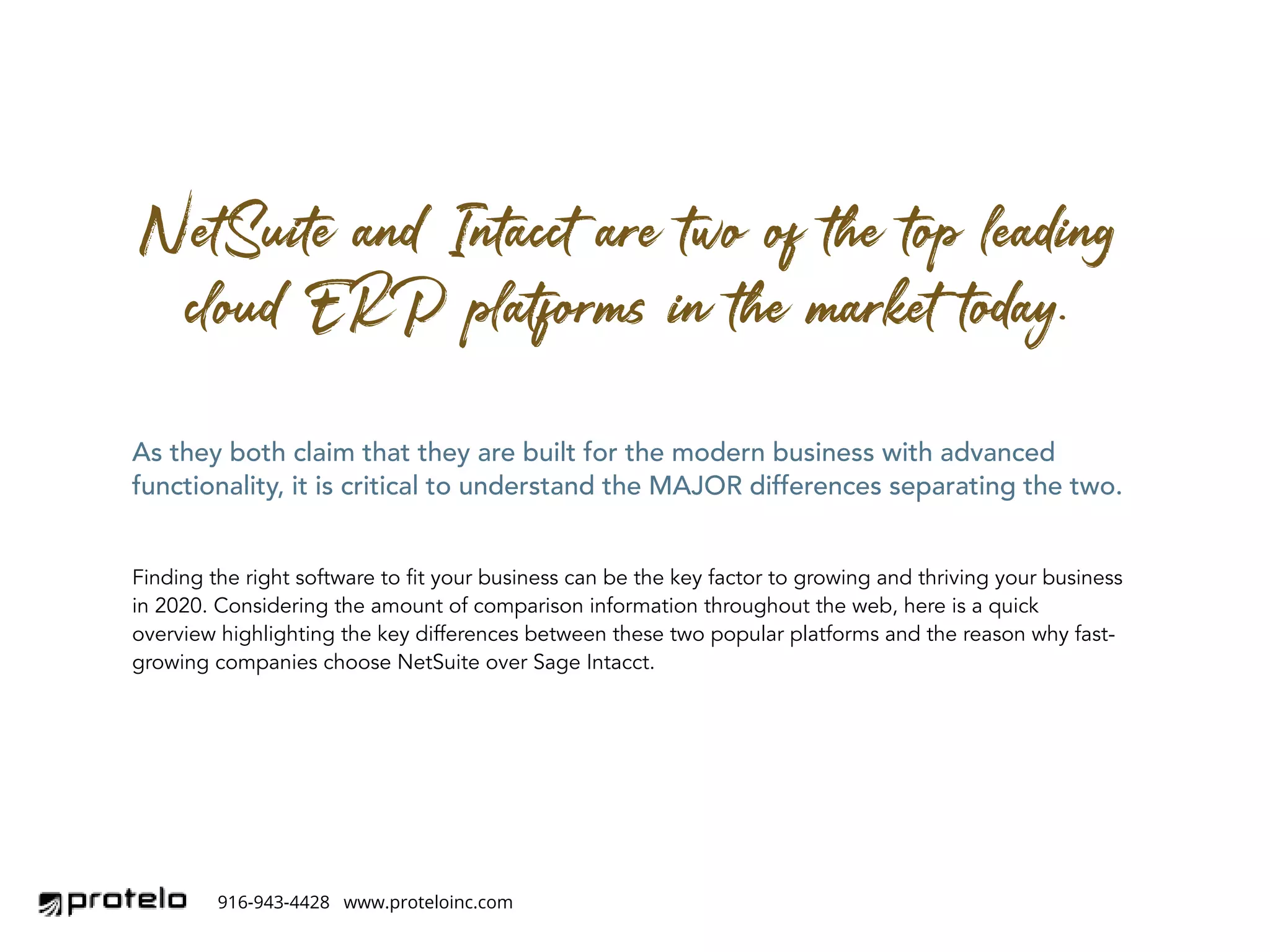 NetSuite Vs Intacct Comparison | PPT