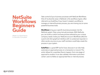 NetSuite Workflows Beginner's Guide | PDF