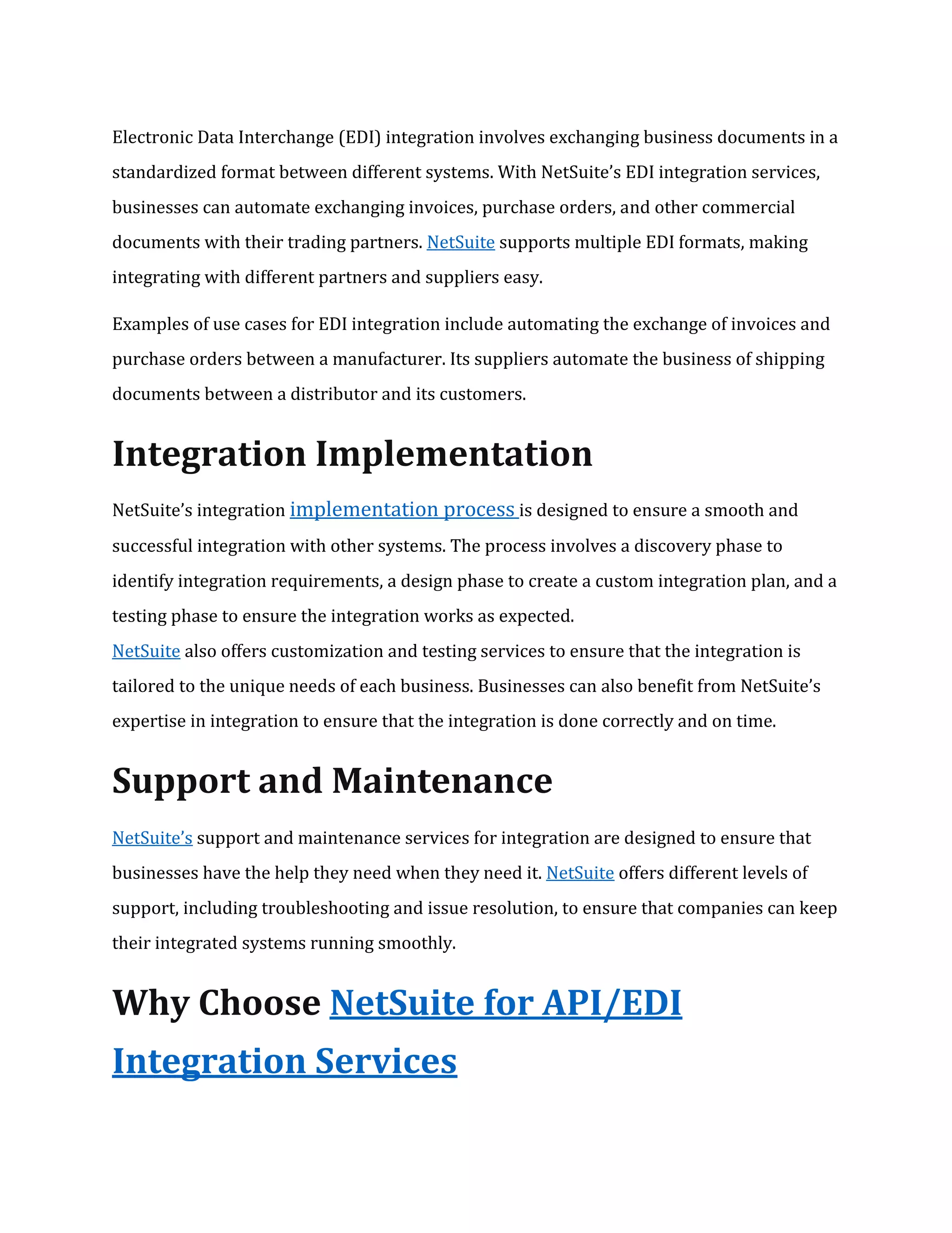 NetSuite API and EDI Integration Service | PDF