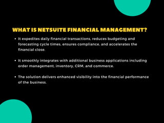 NetSuite Financial Management Solutions -Cinntra Infotech | PDF