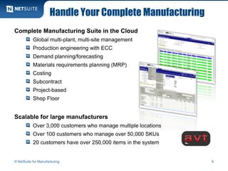 Netsuite for Manufacturing Companies | PPTX | Cloud Computing | Internet