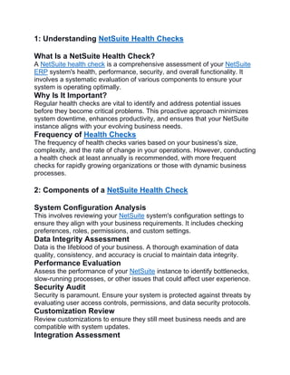 NetSuite Health Checks | PDF