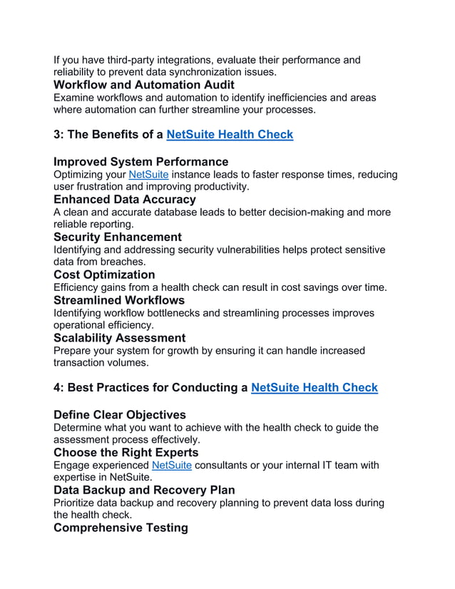 NetSuite Health Checks | PDF