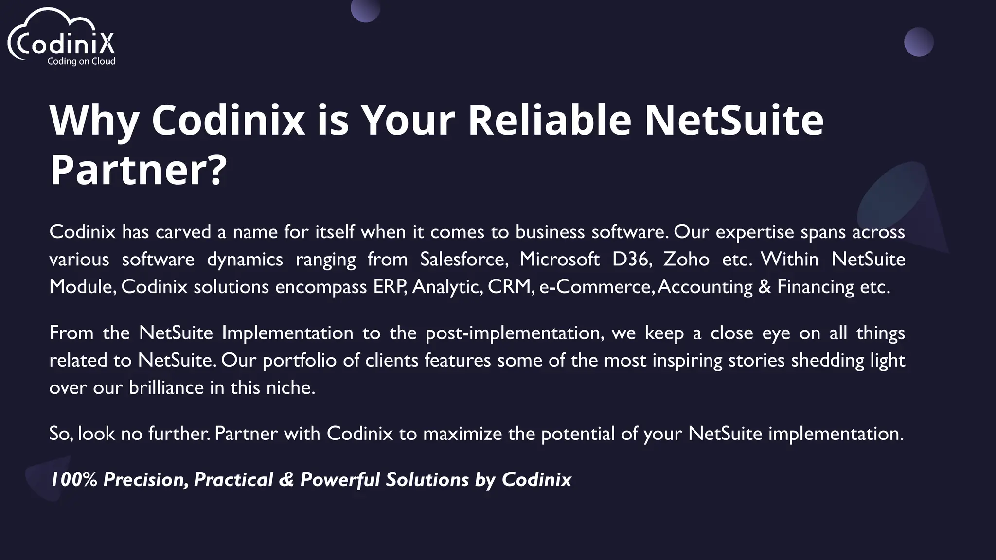 NetSuite Implementation Partners - Codinix Technologies | PPT
