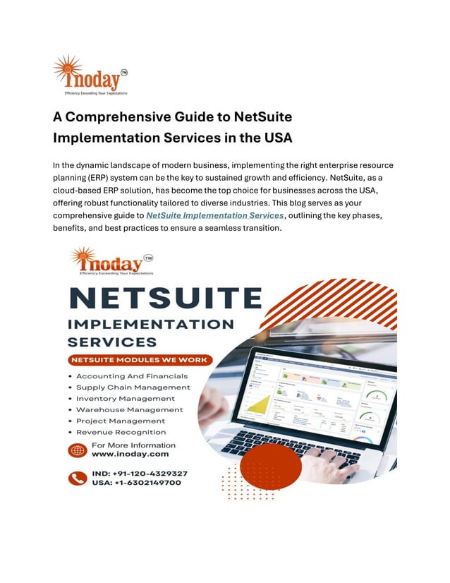 A Comprehensive Guide to NetSuite Implementation Services in the USA | PDF