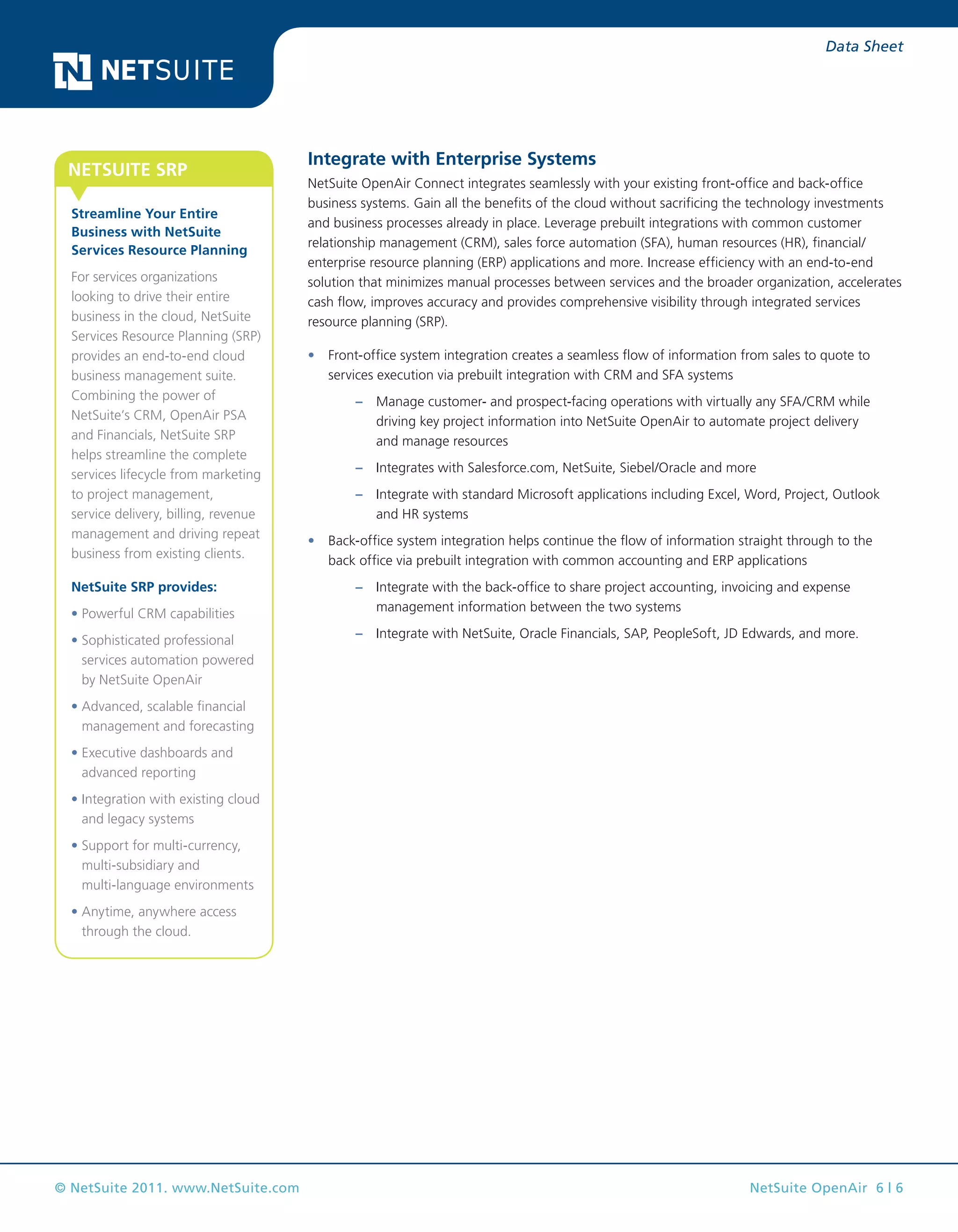 Net Suite Open Air Data Sheet | PDF