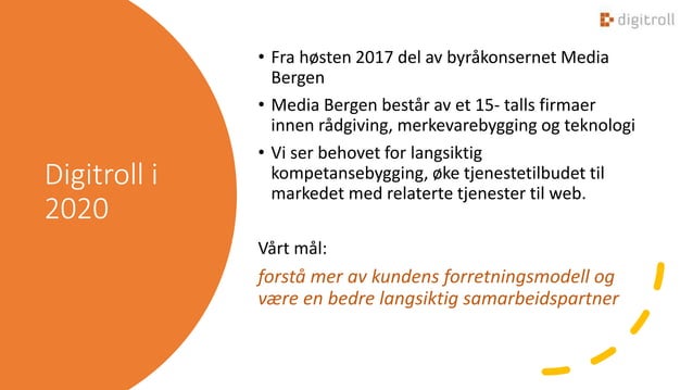 Presentasjon Digitroll- nettsideutvikling for kunde | PPT