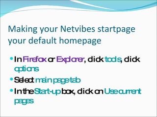 Overview on how to use Netvibes | PPT