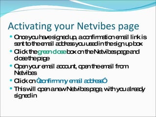 Overview on how to use Netvibes | PPT