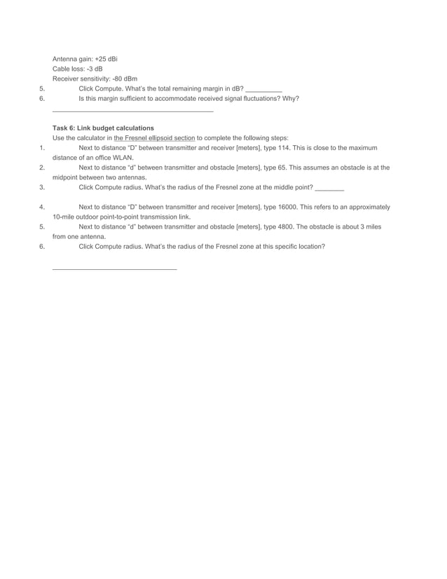Netw 360 week 2 i lab rf behavior calculations | PDF