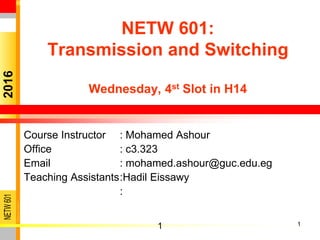 NETW601_Lecture01_2016, transmission and switching course | PDF ...