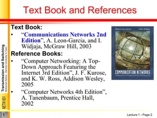 NETW601_Lecture01_2016, transmission and switching course | PPT