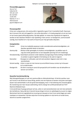 Netwerk cv gijs jan tuit | PDF
