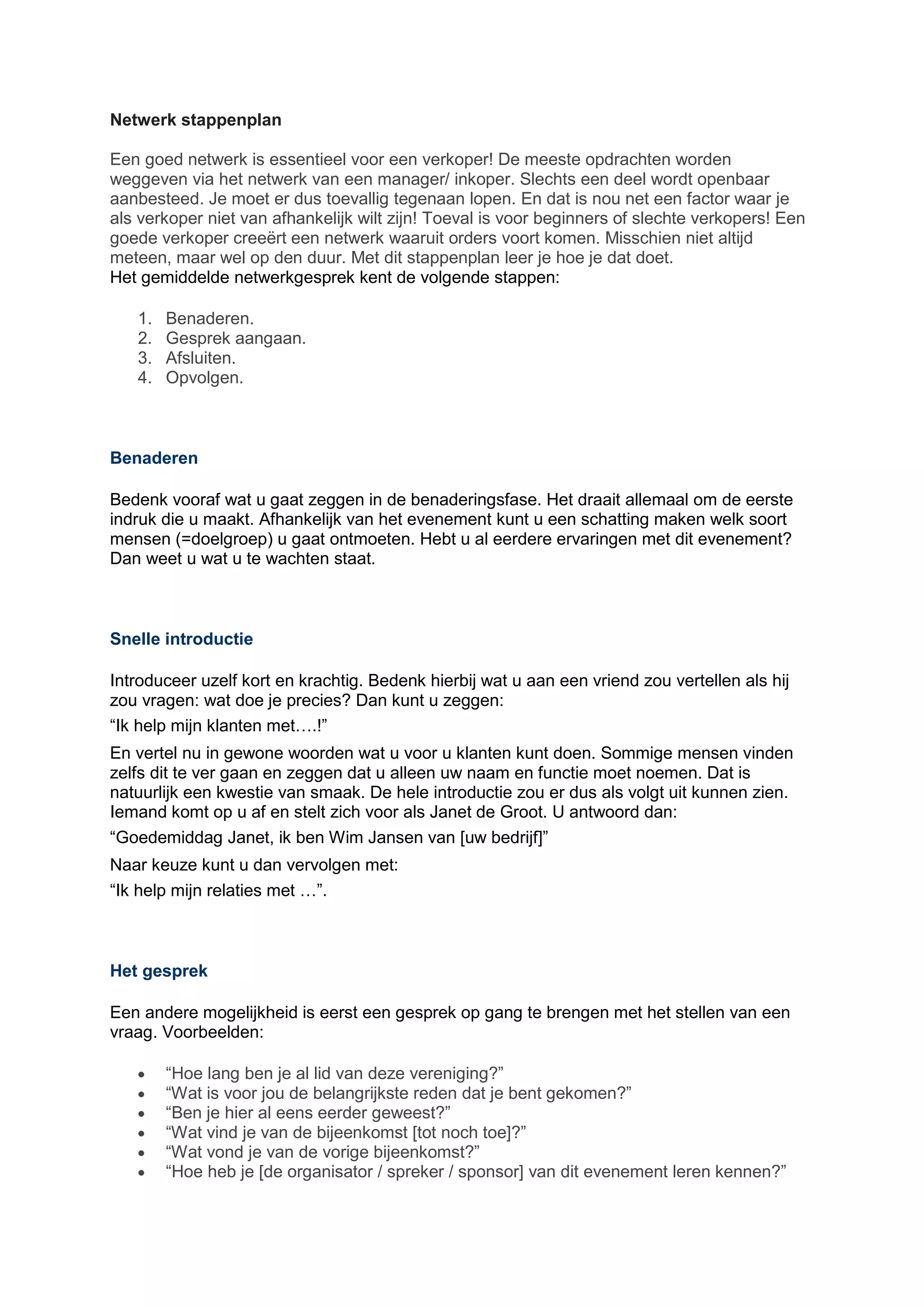 Netwerk Stappenplan | DOCX