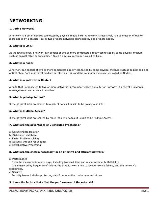 Computer Network Interview Questions | PDF | Computer Networking ...
