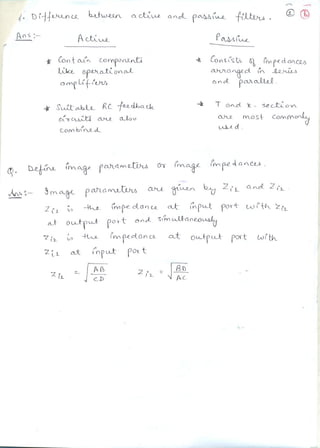 Network analysis and synthesis question and answer... | PDF