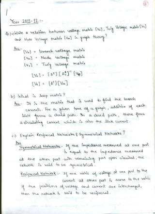 Network analysis and synthesis question and answer... | PDF