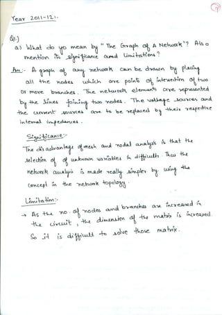 Network analysis and synthesis question and answer... | PDF