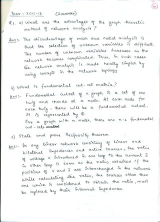 Network analysis and synthesis question and answer... | PDF