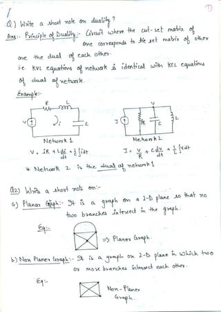 Network analysis and synthesis question and answer... | PDF