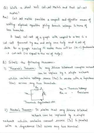 Network analysis and synthesis question and answer... | PDF