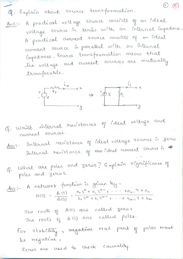 Network Analysis And Synthesis Question And Answer