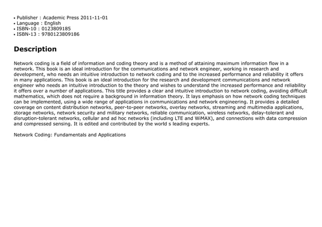 Network Coding Fundamentals And Applications Ppt
