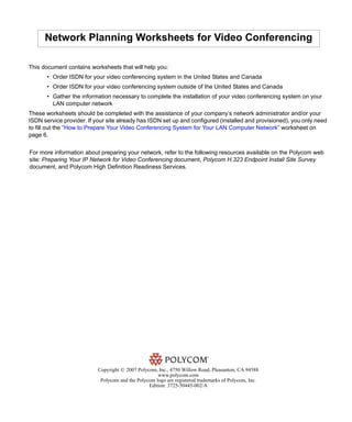 Network Planning Worksheets for Video Conferencing | PDF