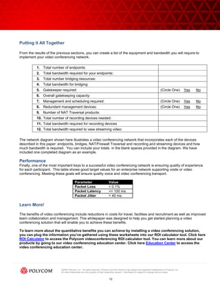 Network Planning Worksheets for Video Conferencing | PDF