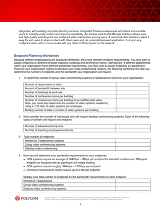 Network Planning Worksheets for Video Conferencing | PDF