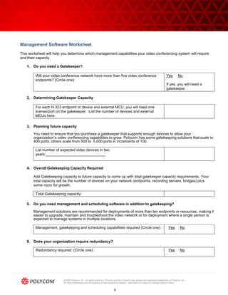 Network Planning Worksheets for Video Conferencing | PDF