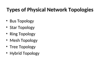 The network topology of the physical layer | PPT