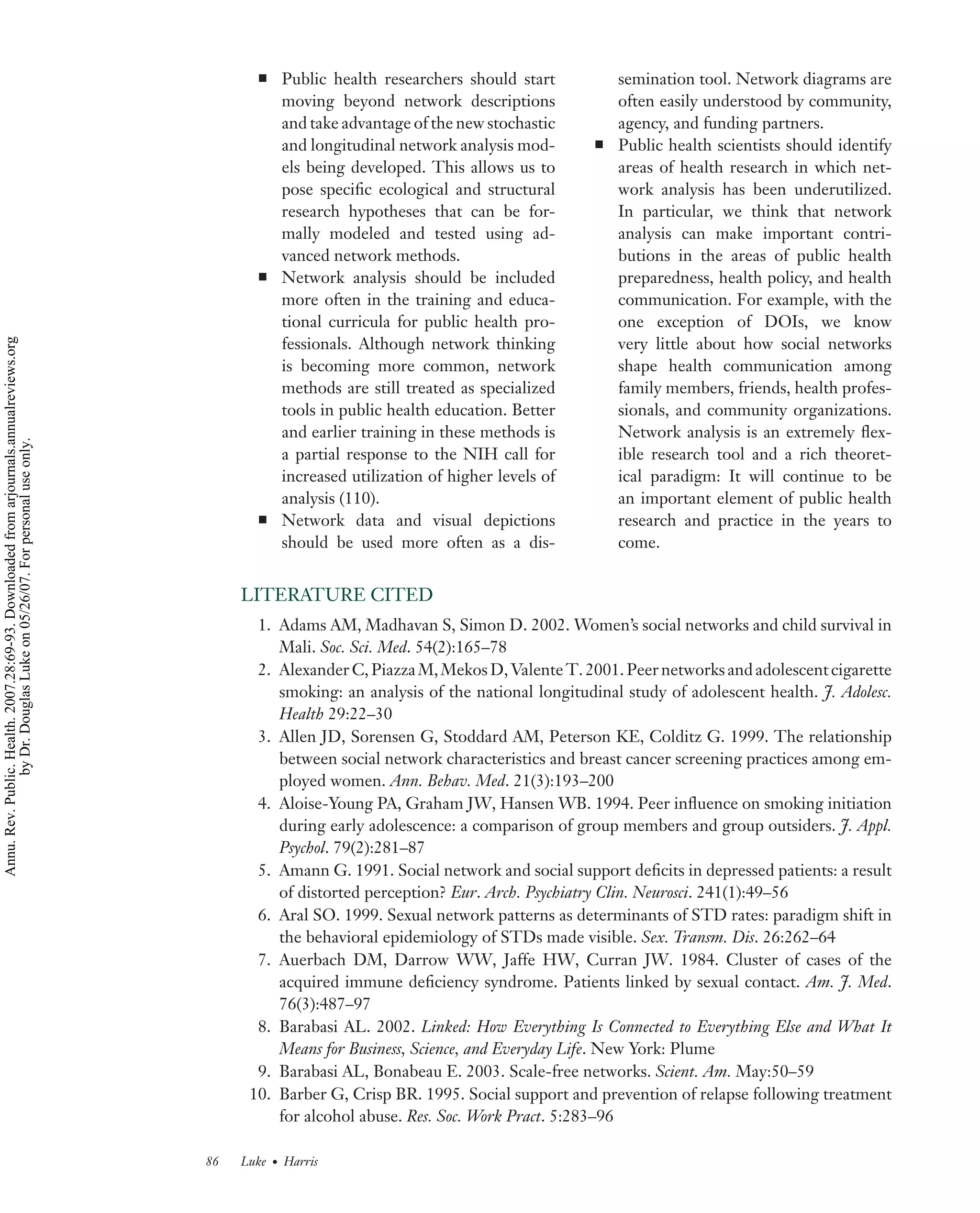 Network analysis in public health (2) | PDF