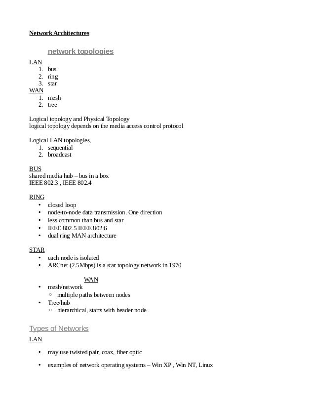 Network architectures