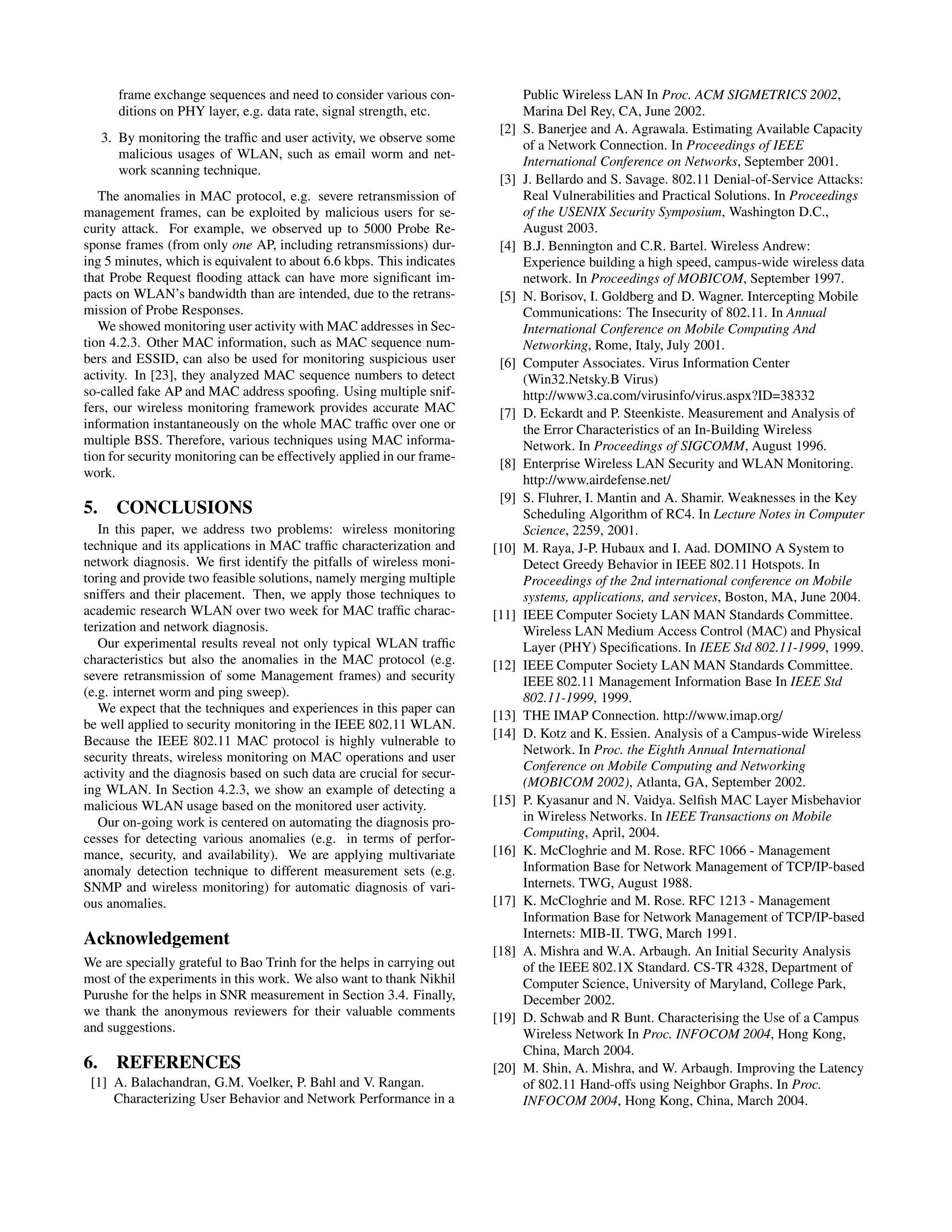 A Framework For Wireless Lan Monitoring And Its Applications Pdf