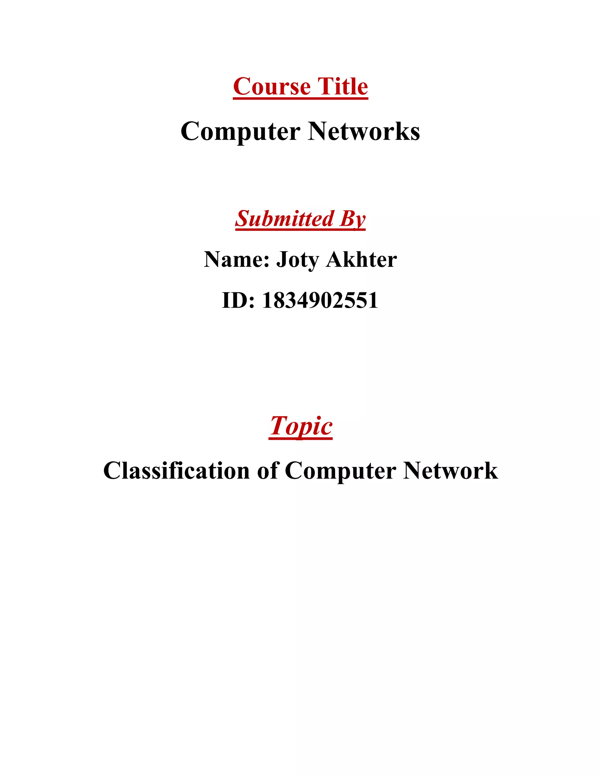 Network classification | PDF | Computer Networking | Computing