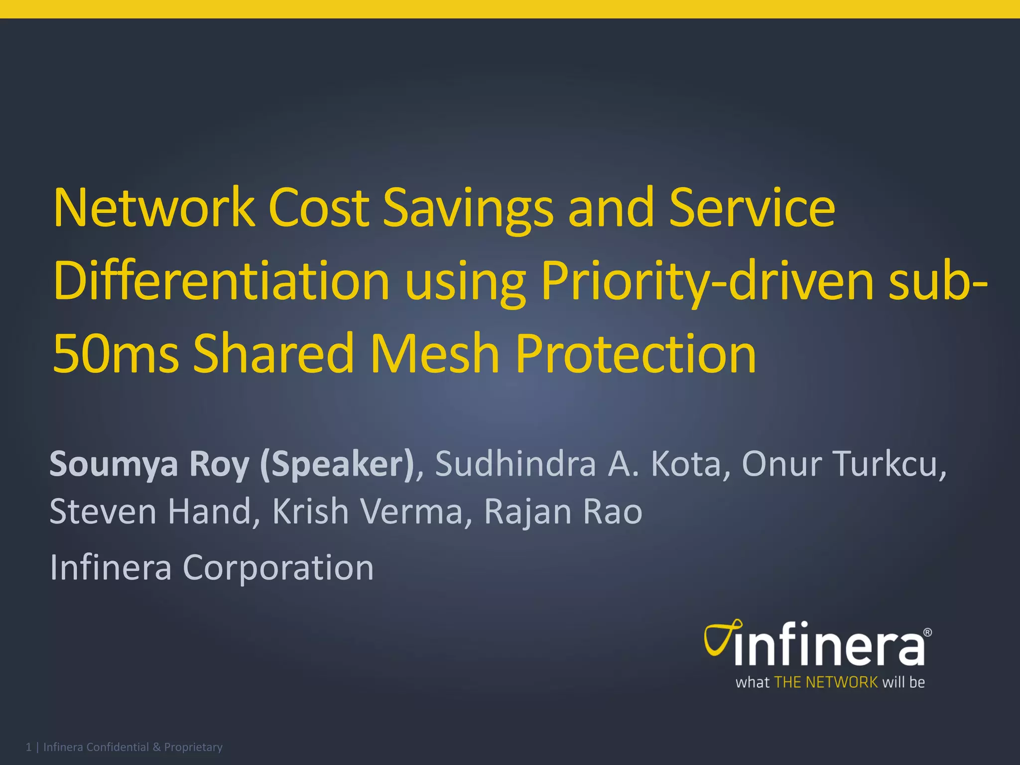 Network cost savings and service differentiation using priority driven sub-50ms shared mesh ...