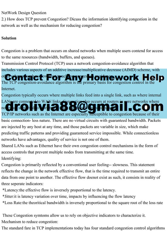 NetWork Design Question2.) How does TCP prevent Congestion Dicuss.pdf