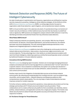 Network Detection and Response (NDR): The Future of Intelligent Cybersecurity | PDF