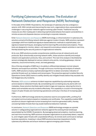 Fortifying Cybersecurity Postures: The Evolution of Network Detection and Response (NDR ...