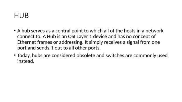NETWORK DEVICES router switch hub wireless access point.pptx | Computer ...