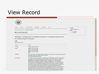 Networked digital library through harvesting | PPT