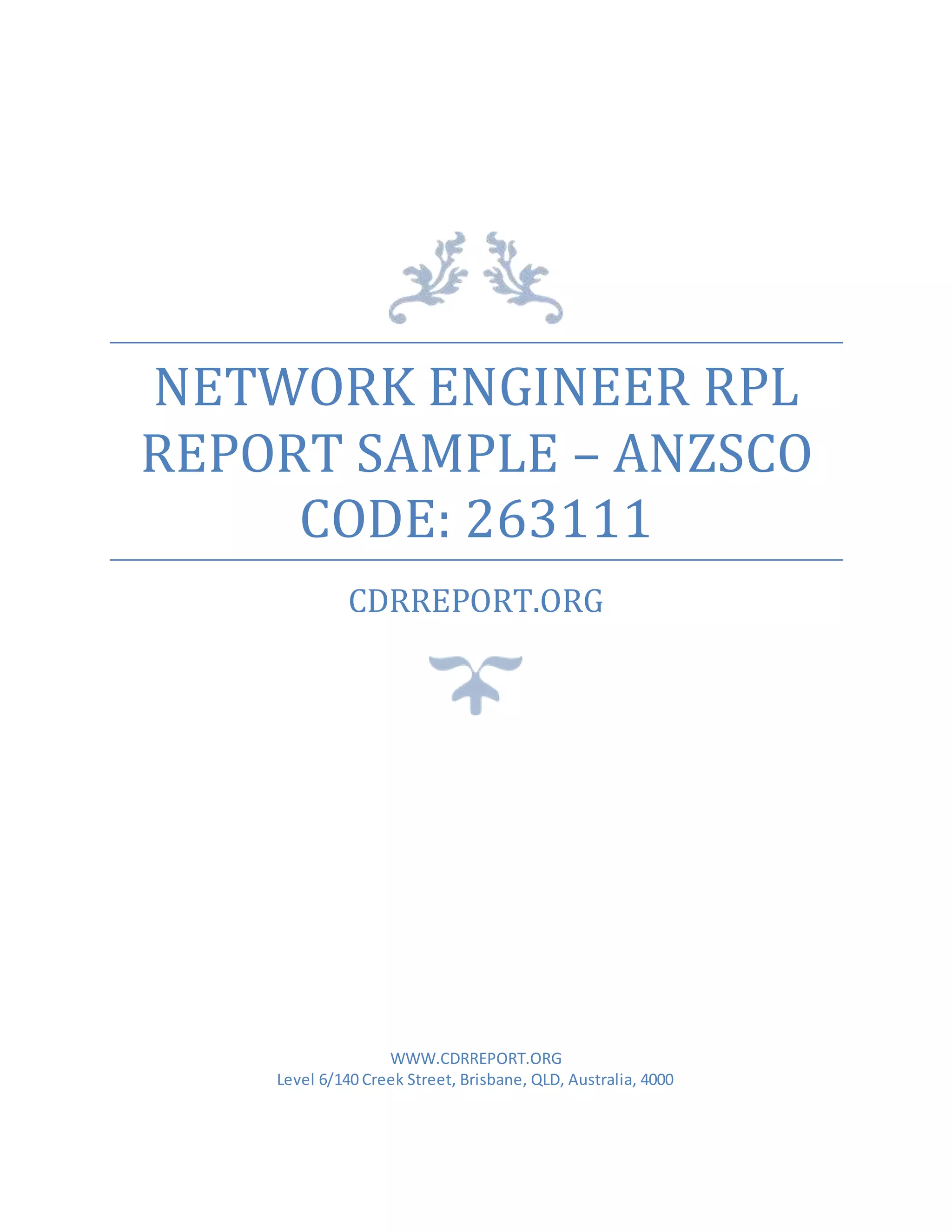 Network Engineer RPL Report Sample - CDRReport.org