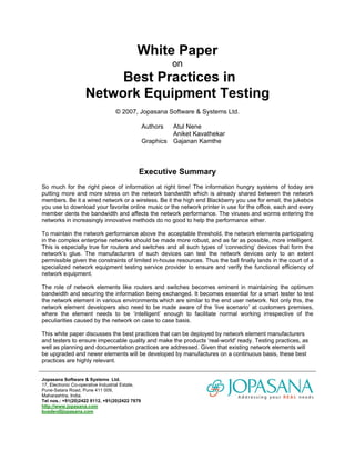 Network Equipment Testing White Paper | PDF