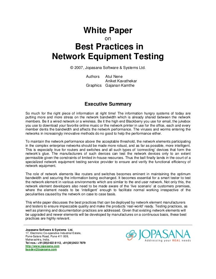 Network Equipment Testing White Paper
