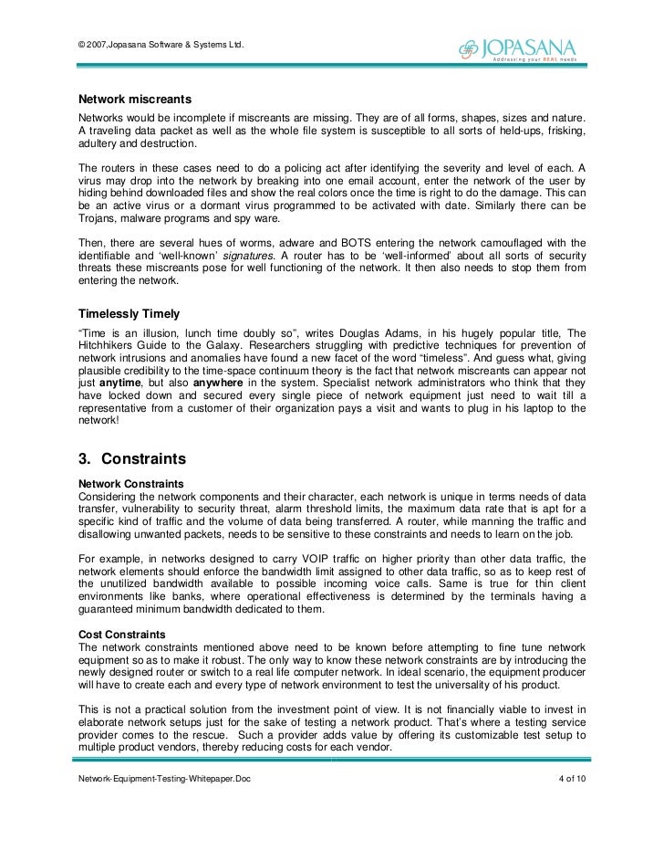 Network Equipment Testing White Paper