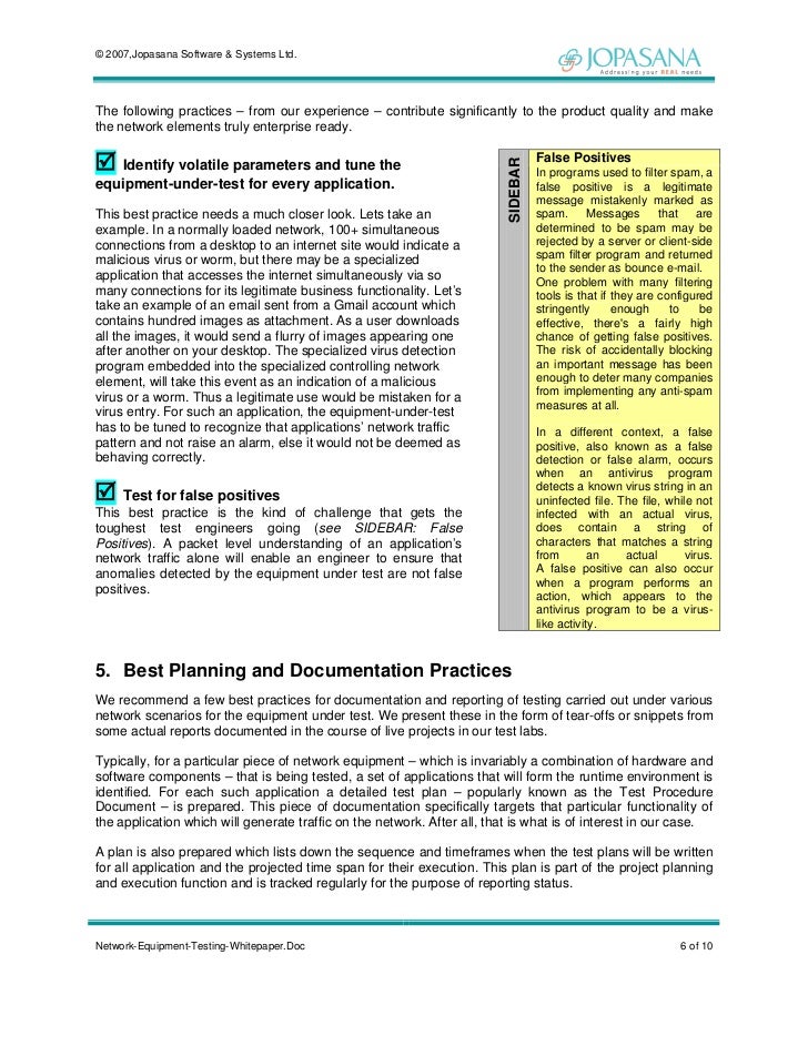Network Equipment Testing White Paper