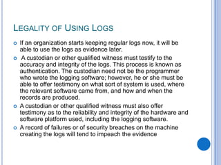 Network forensics and investigating logs | PPTX
