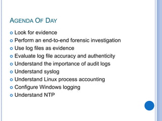 Network forensics and investigating logs | PPTX